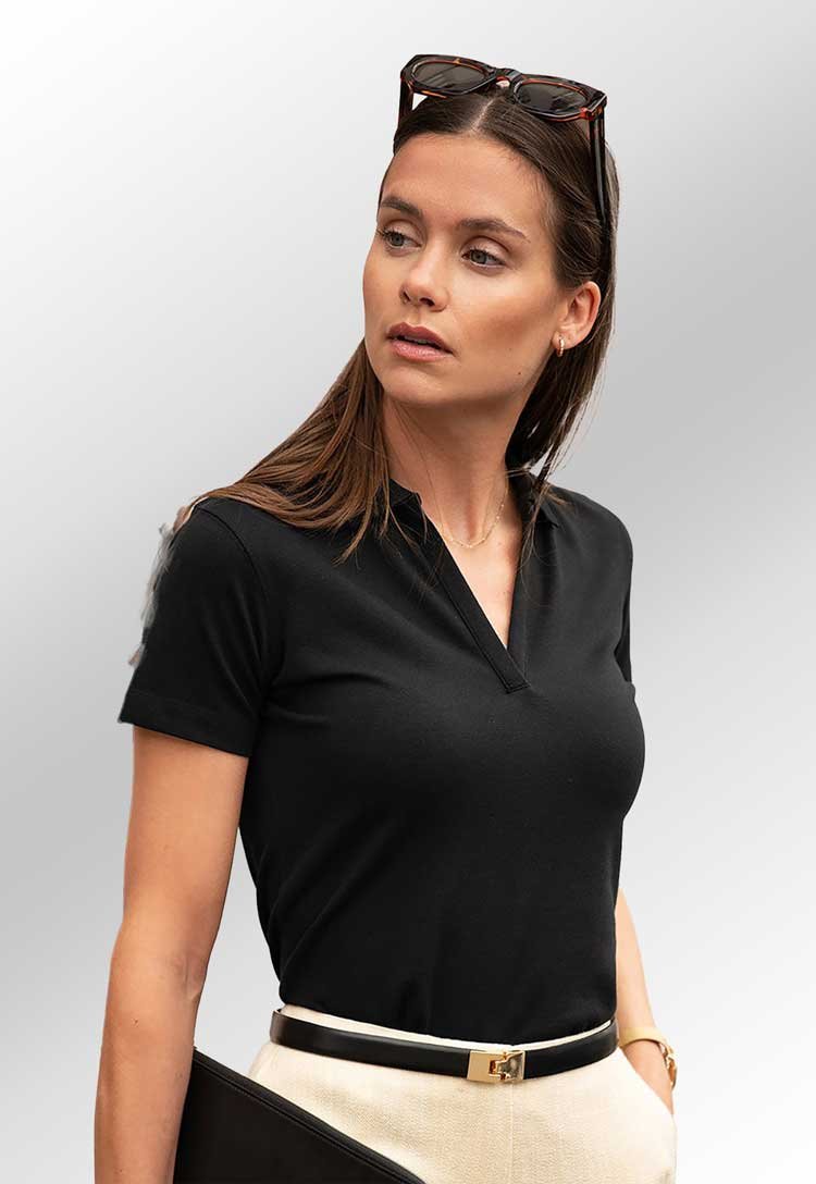 Women’s Harvard V Neck Stretch Deluxe Polo - The Work Uniform Company