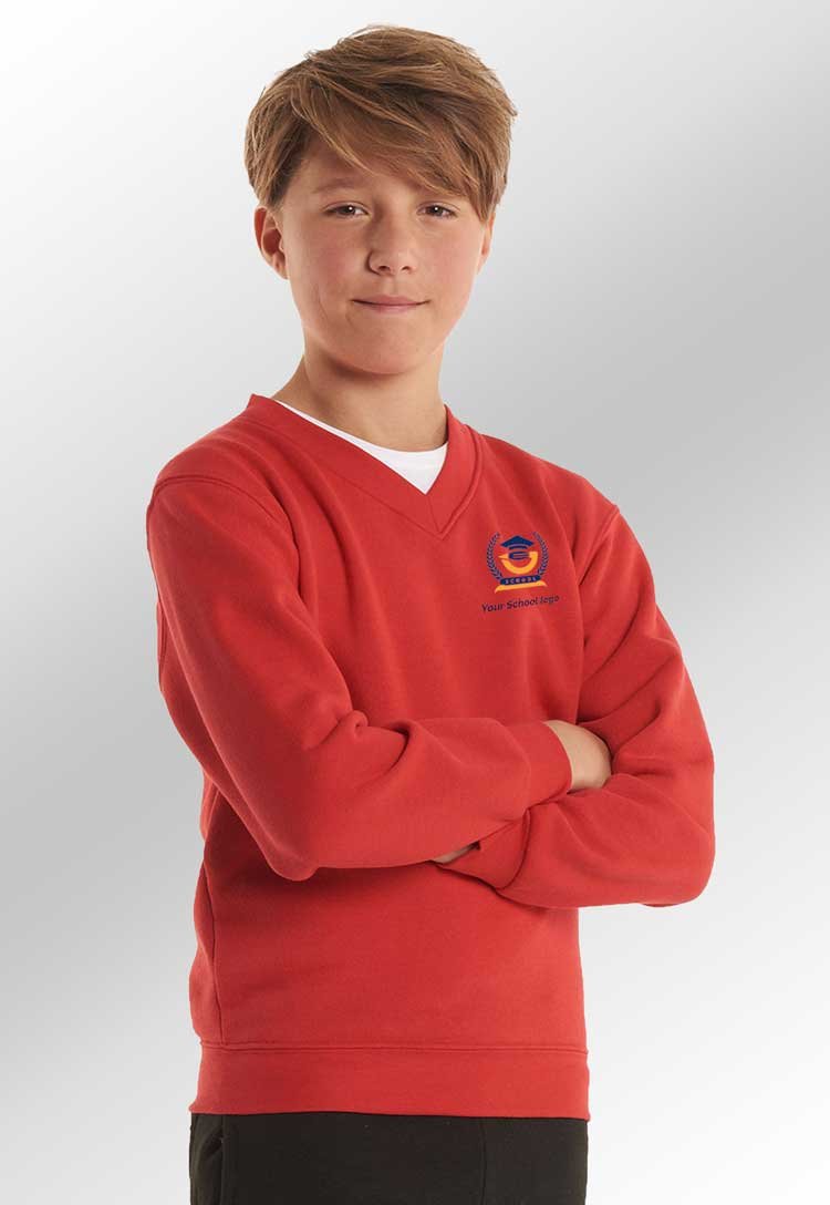 School Uniform V-Neck Sweatshirt with School Logo | Uneek – The Work ...