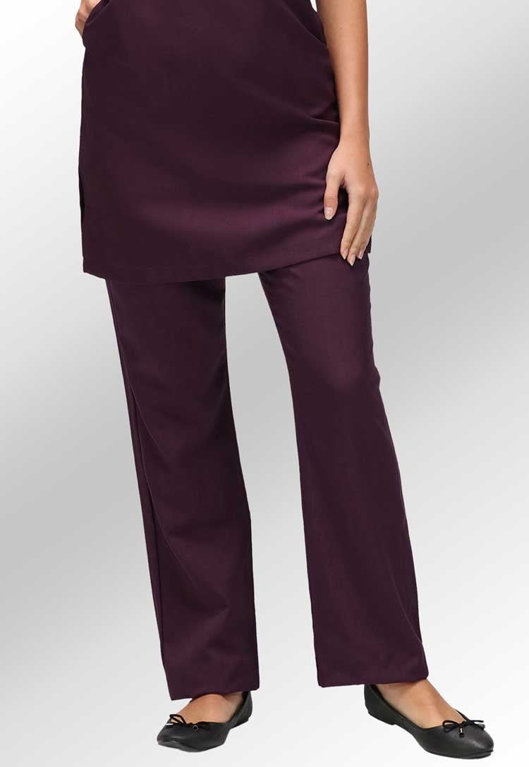 Lili Straight Leg Salon Trousers in Navy & Plum – The Work Uniform Company