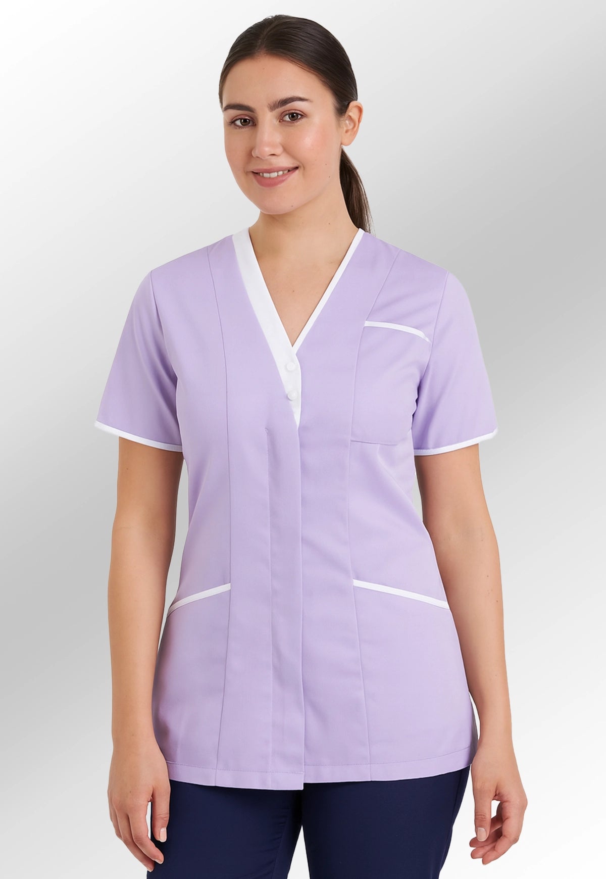 8200 Tonia V Neck Ladies Tunic (Purple) – The Work Uniform Company