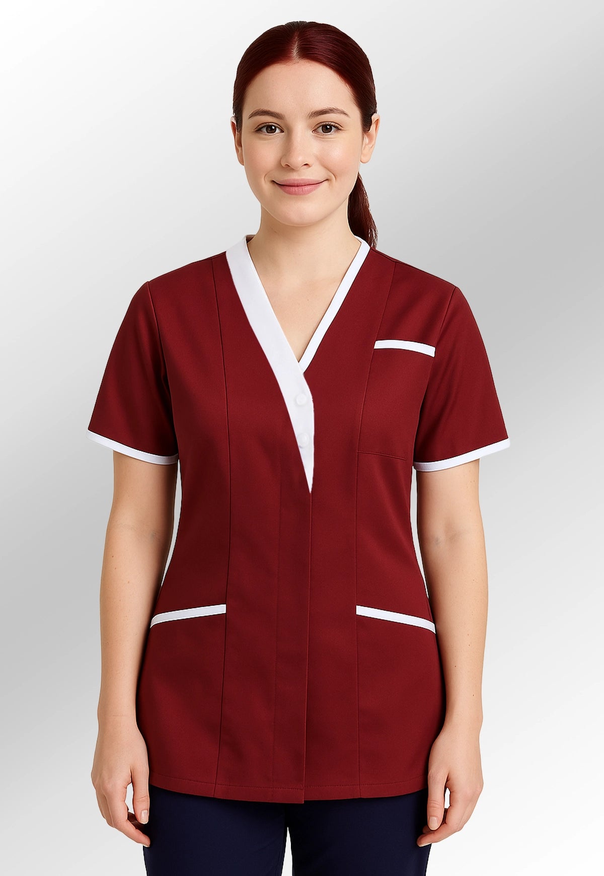 8200 Florence Ladies Tunic (Maroon) – The Work Uniform Company